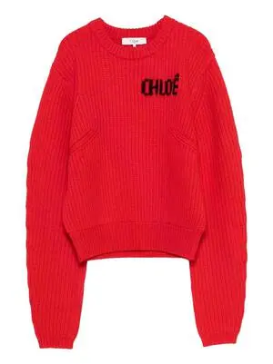 Chloé Logo Long-sleeved Sweater - Red