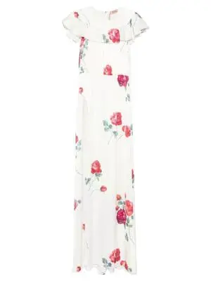 N°21 Floral Maxi Dress With Ruffled Detail - White