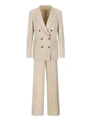 Tagliatore Double-breasted Pinstripe Suit - Neutrals