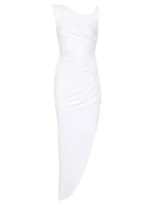 Elisabetta Franchi Asymmetric Draped Midi Dress - White