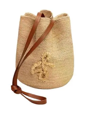 Ruslan Baginskiy Raffia Drawstring Shoulder Bag - Neutrals