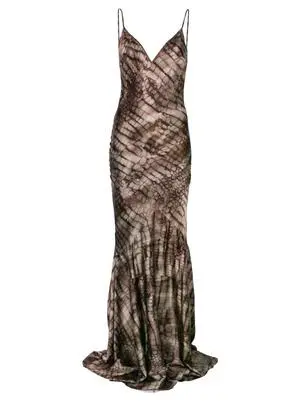 Elisabetta Franchi V-neck Printed Maxi Dress - Brown