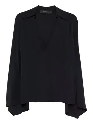 Federica Tosi V-neck Draped Blouse - Black