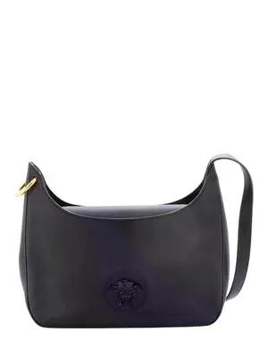 Versace La Medusa Leather Medium Hobo Bag - Black