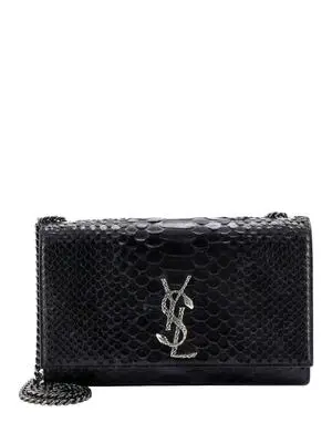 Saint Laurent Classic Monogram Python Embossed Leather Medium Crossbody Bag - Black