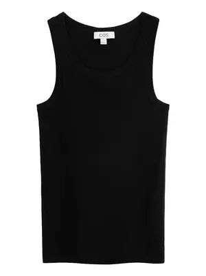 Cos Ribbed Organic Cotton Tank Top - Black
