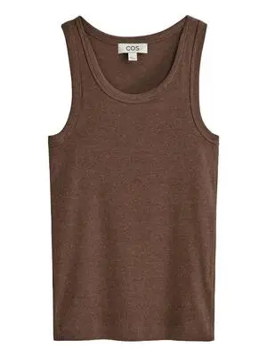 Cos Ribbed Organic Cotton Tank Top - Brown