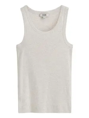 Cos Ribbed Organic Cotton Tank Top - Light Beige