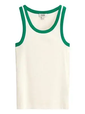 Cos Ribbed Organic Cotton Tank Top - White