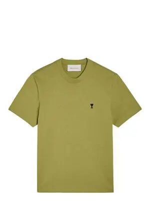 Ami Logo-embroidered Cotton T-shirt - Light Green