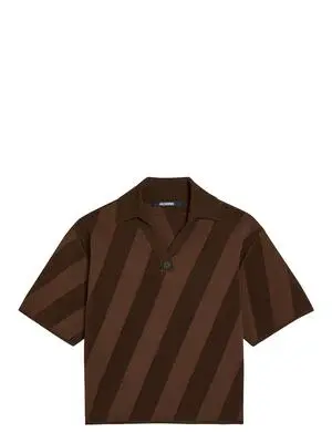 Jacquemus Le Polo Maille Striped Close-knit Polo Shirt - Brown