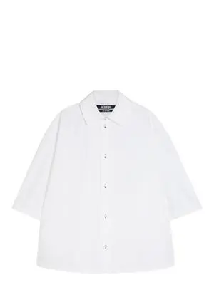 Jacquemus La Chemise Triangle Logo-embroidered Cotton-poplin Shirt - White