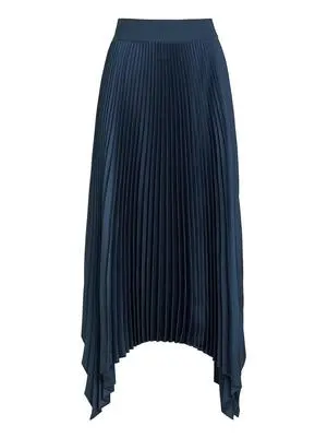 JOSEPH Adé Plissé Satin Midi Skirt - Indigo