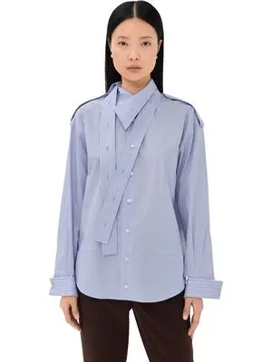 MERYLL ROGGE Deconstructed Stripe Shirt - Pale Blue/red