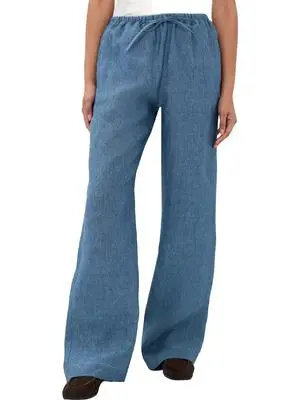 RÓHE Relaxed Linen Trousers - Ocean Blue