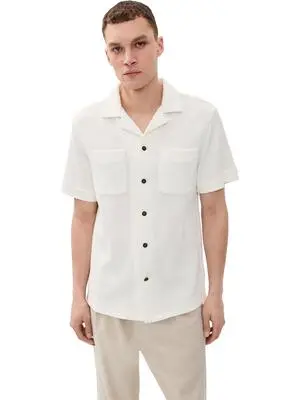 Polo Ralph Lauren Cotton Linen Waffle Knit Andy Camp Shirt - Nevis