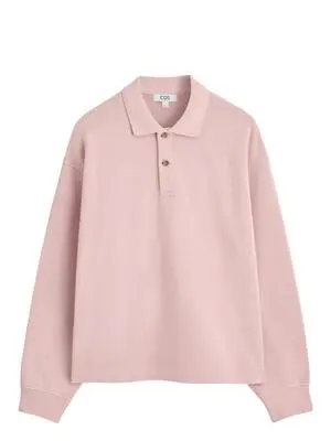 Cos Washed-cotton Polo Sweatshirt - Pink