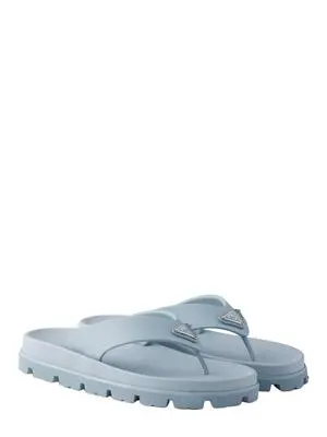 Prada Rubber Thong Sandals - Light Blue