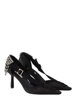 Prada Canvas Pumps With Crystals Black