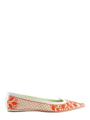 Giambattista Valli Embroidered Pointed Ballet Flats - White