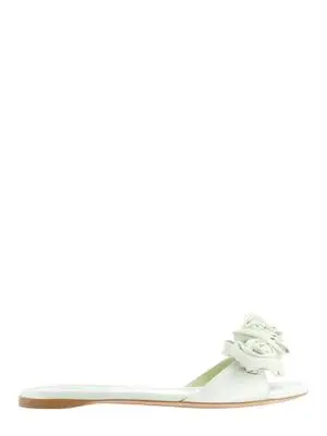 Giambattista Valli Rose-appliqué Flat Sandals - Green