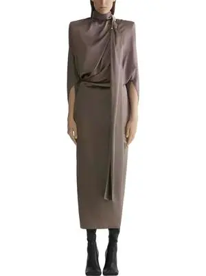 MUGLER Scarf Draped Dress - Brown