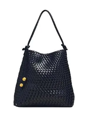 Anthropologie Woven Knotted-strap Bucket Bag - Black
