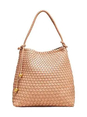 Anthropologie Woven Knotted-strap Bucket Bag - Mauve