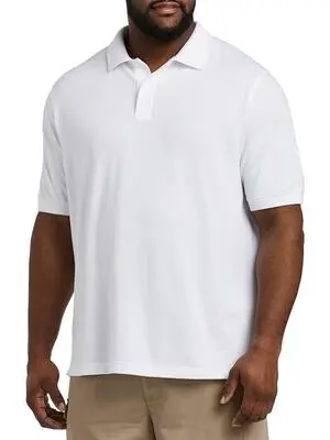 B+T ESSENTIALS Big & Tall Piqué Mesh Short-sleeve Polo Shirt - Bright White