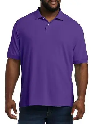 B+T ESSENTIALS Big & Tall Piqué Mesh Short-sleeve Polo Shirt - Purple