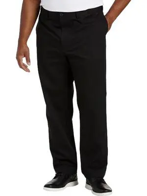 B+T ESSENTIALS Flat-Front Twill Pants Black