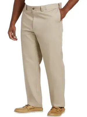 B+T ESSENTIALS Flat-Front Twill Pants Khaki