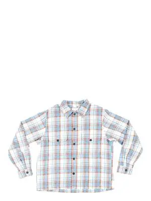 ARIKO Bucky Flannel Over Shirt - Blue/tan