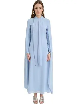 MARYISA Cape-style Chiffon Maxi Dress - Blue
