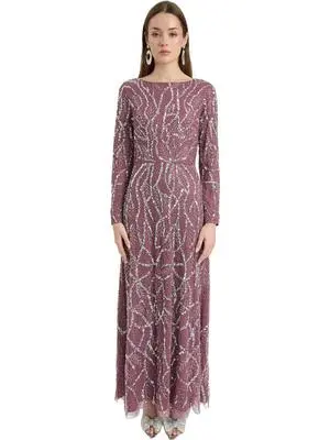 MARYISA Embellished A-line Maxi Dress - Mauve
