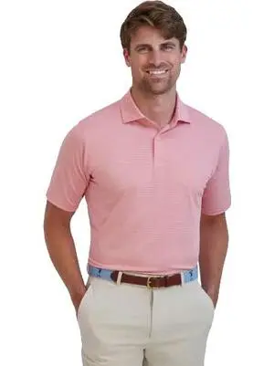 FAIRWAY & GREENE Mini Stripe Golf Polo - Coral
