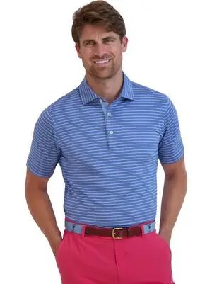FAIRWAY & GREENE Michael Stripe Golf Polo - Baltic/sea Hay