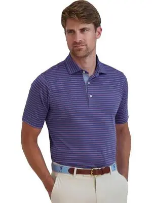 FAIRWAY & GREENE Michael Stripe Golf Polo - True Blue