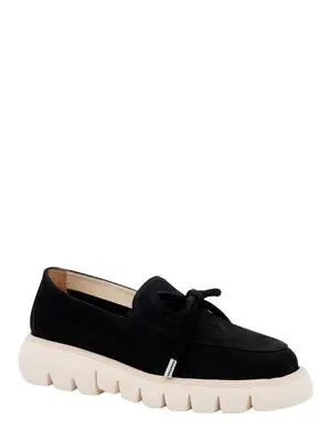 AMALFI BY RANGONI Rana Suede Lug Sole Loafer - Black Long Beach