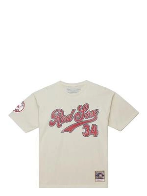 Mitchell & Ness David Ortiz Boston Red Sox Cooperstown Collection Throwback Name & Number T-shirt - Cream
