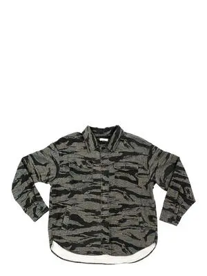 ARIKO Bucky Camo Split Hem Shirt Jacket - Ocean-tiger-camo