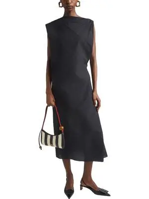 Jacquemus La Robe Drap Asymmetric Midi Dress - Black