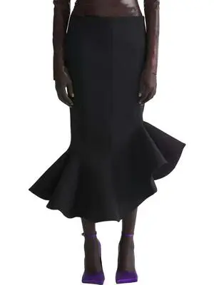 MUGLER Ruffled Hem Skirt - Black