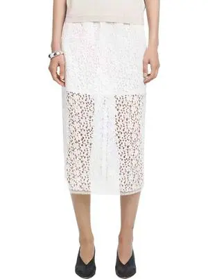 Maria Mcmanus Lace Ruched Midi Skirt - White