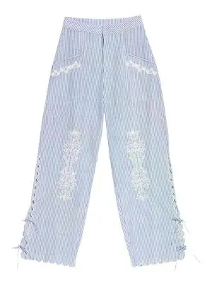 Agua Bendita Embroidered Trousers - Blue