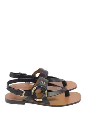 Chloé Demi Slingback Leather Sandals - Black