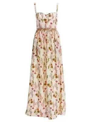 Agua Bendita Marcia Aura Floral-print Maxi Dress - Neutrals