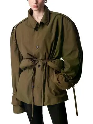 ARTICLE TEN Belted Trench Jacket - Green