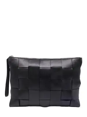 Bottega Veneta Intrecciato Zip Leather Pouch - Black