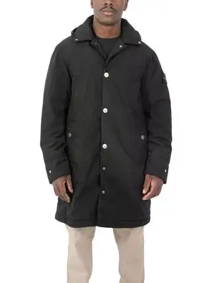 Stone Island Buttoned Hooded Coat - Black